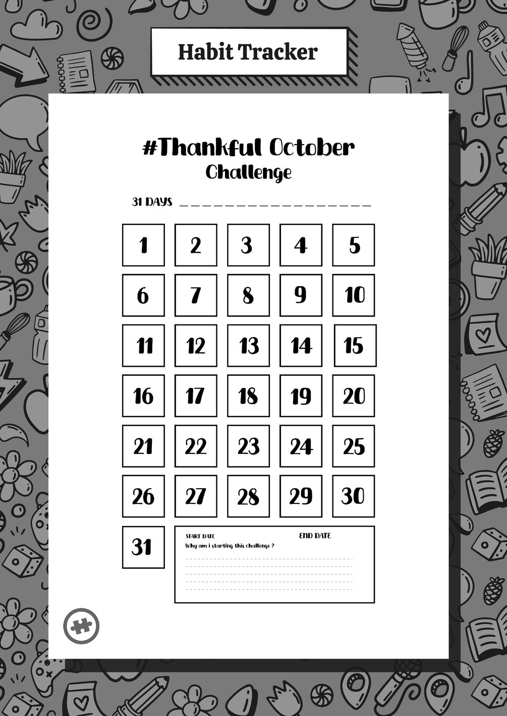 October Habit tracker. Start with Skillbrights