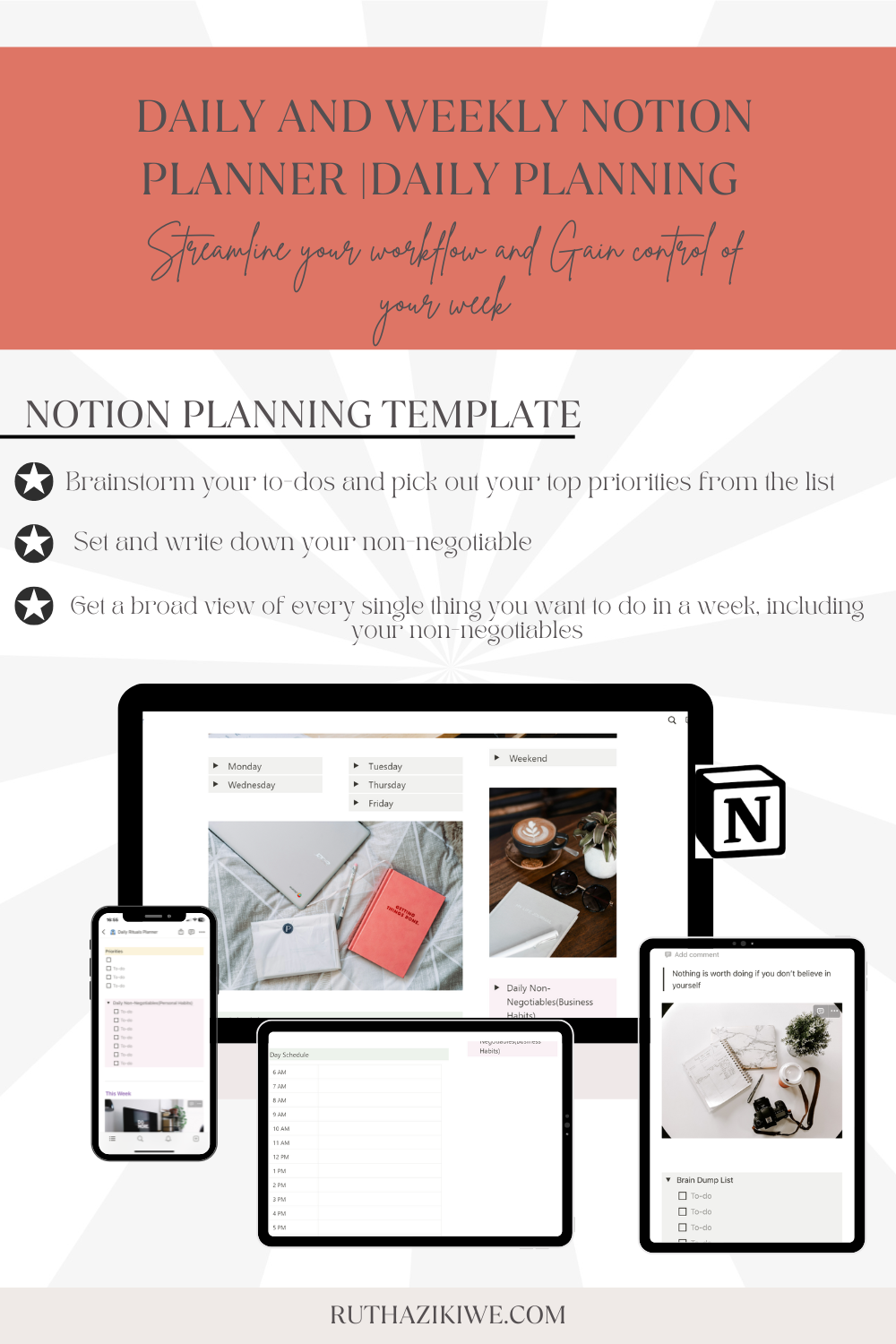 Daily and Weekly Rituals Planner Template for