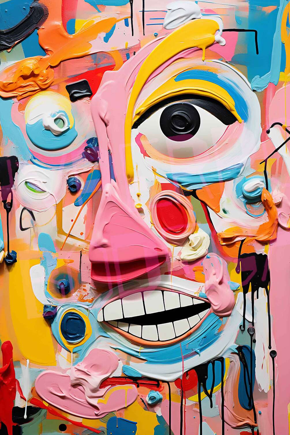 Surrealism Abstract Face Oil Painting Art Digital Printable Wall Art ...