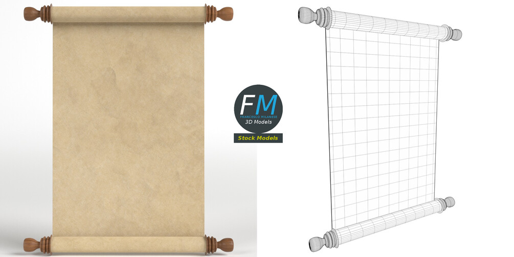3D MODEL - Parchment or paper scroll