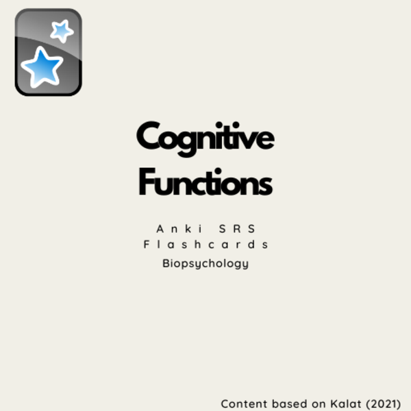 Cognitive Functions Biopsychology Anki Flash Card Pack