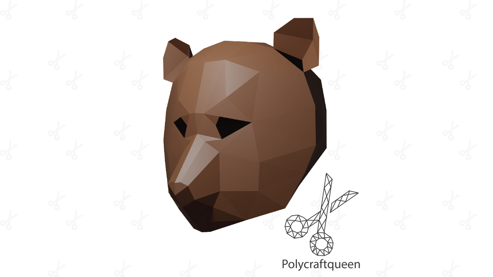 Full Bear Mask, Papercraft, furry mask