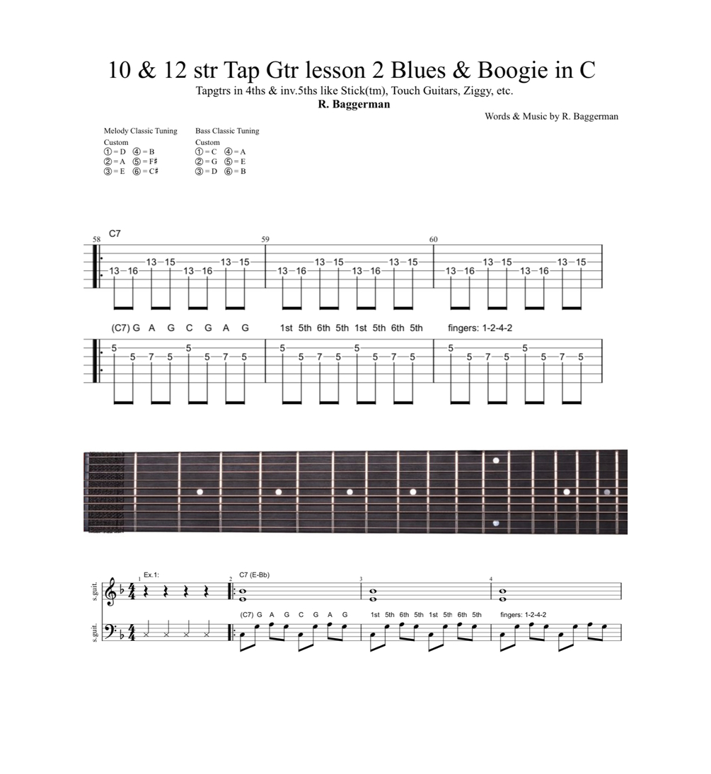 Blues & Boogie Course Lesson 2 for 10 & 12 string Tapguitars in ...