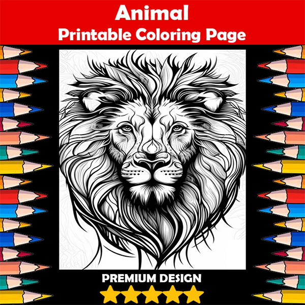 Beautiful Animal Printable Coloring Page For Teens and Adults Mindfulness