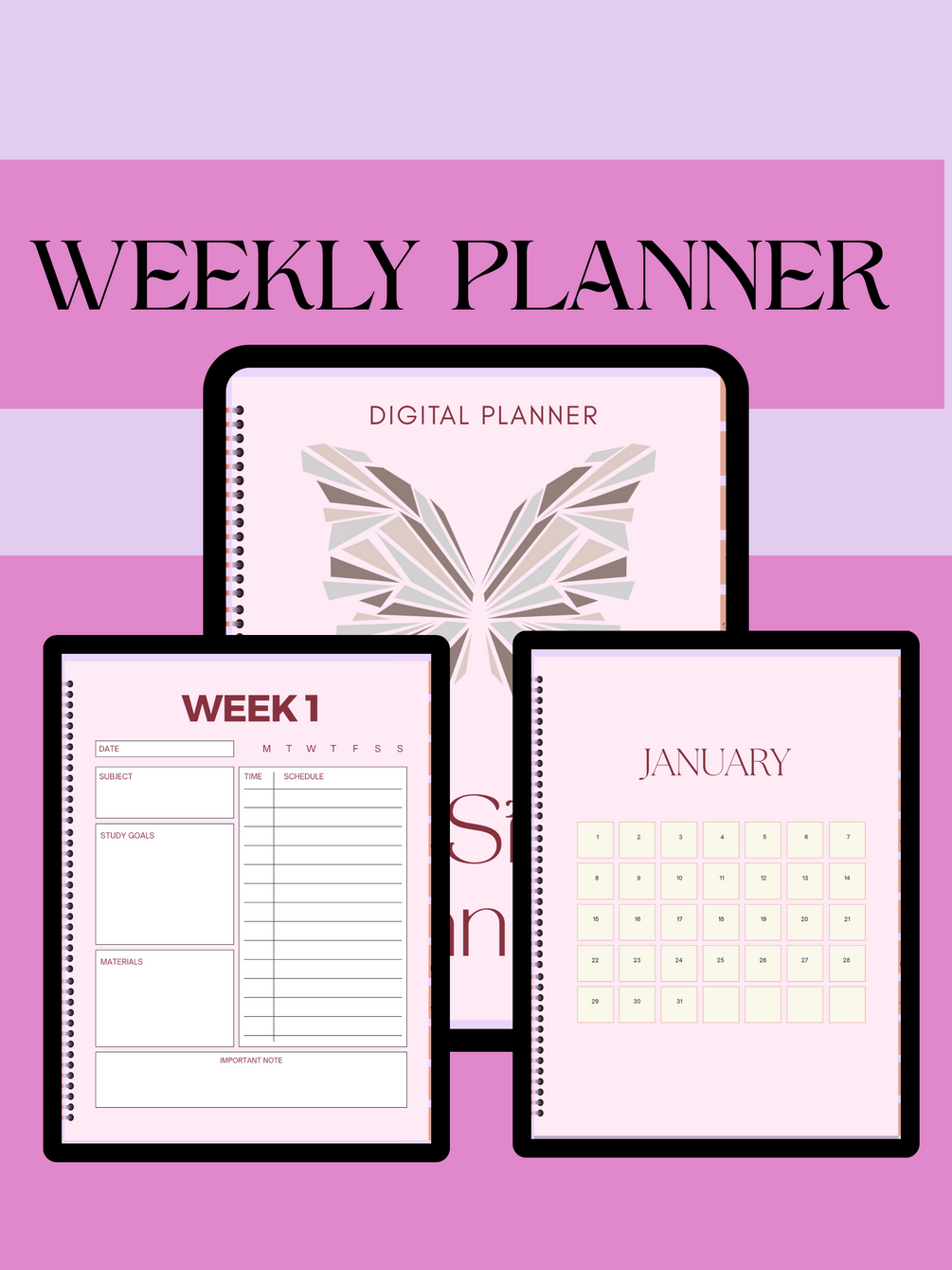Pink Weekly Study Planner
