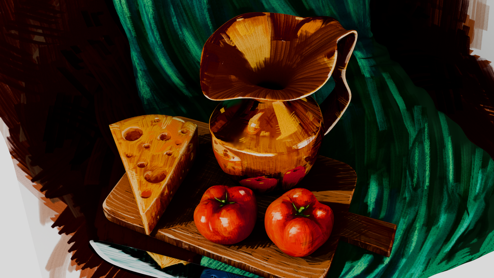 Handpainted 3D still life composition