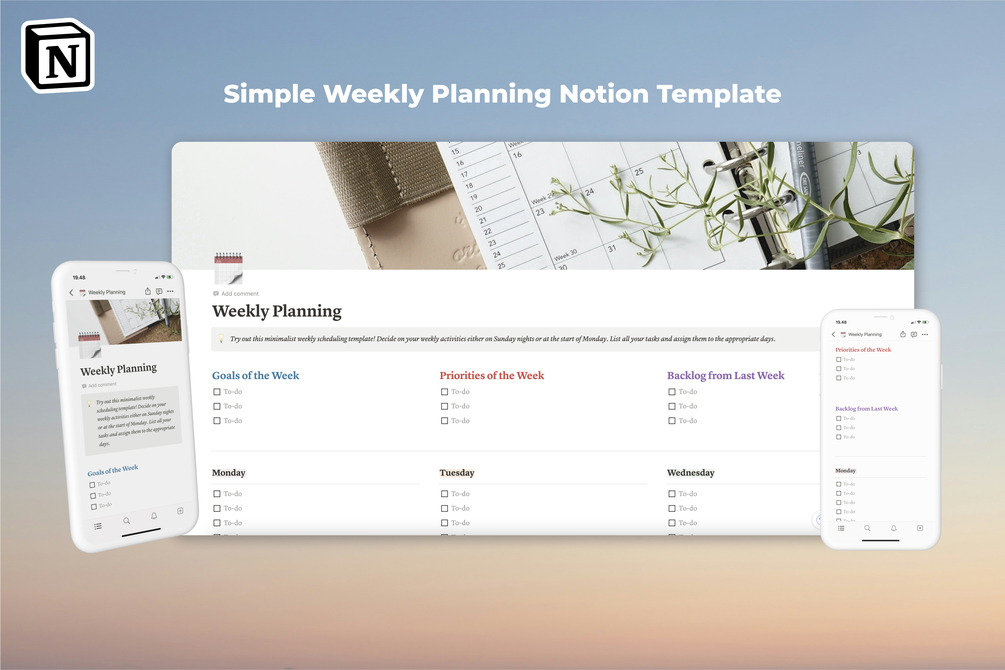 Notion Template - Simple Weekly Planning