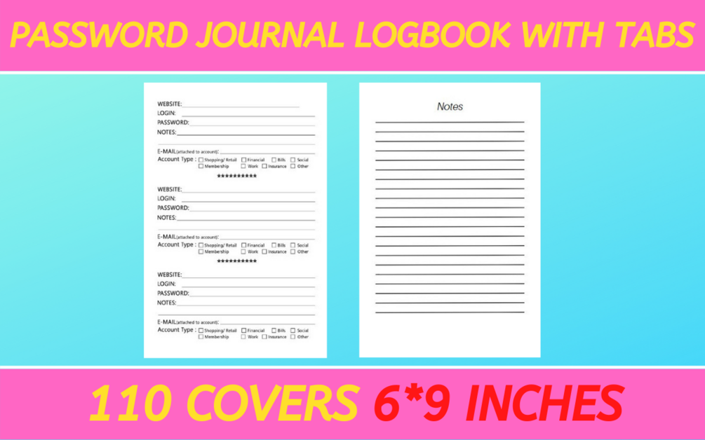 Password Journal Logbook with Tabs, Kdp Interior