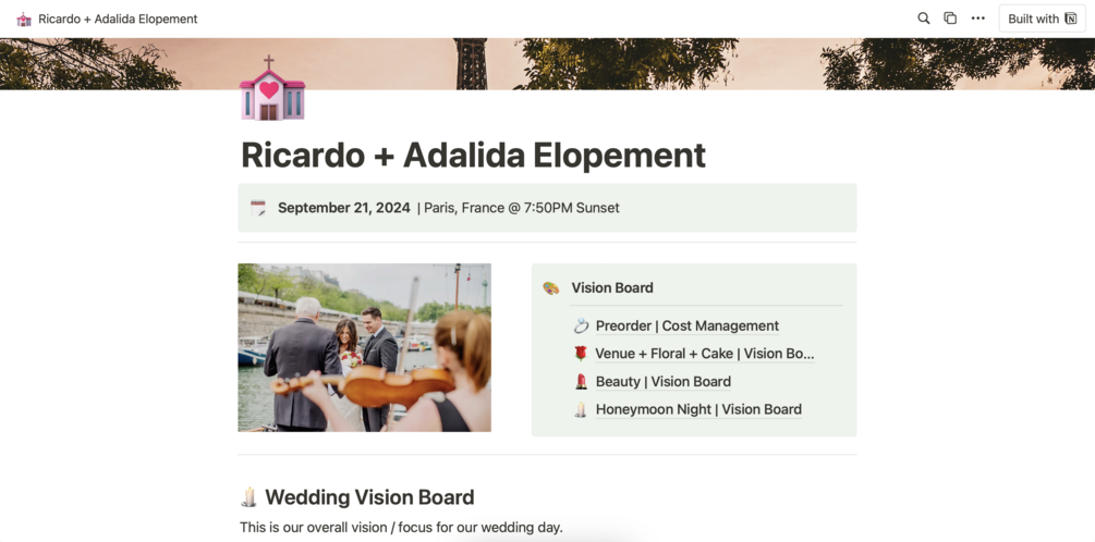 Event Vision Board - Wedding Example