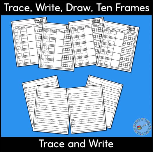 Numbers 1-10 Trace, Write, Draw, and Ten Frames