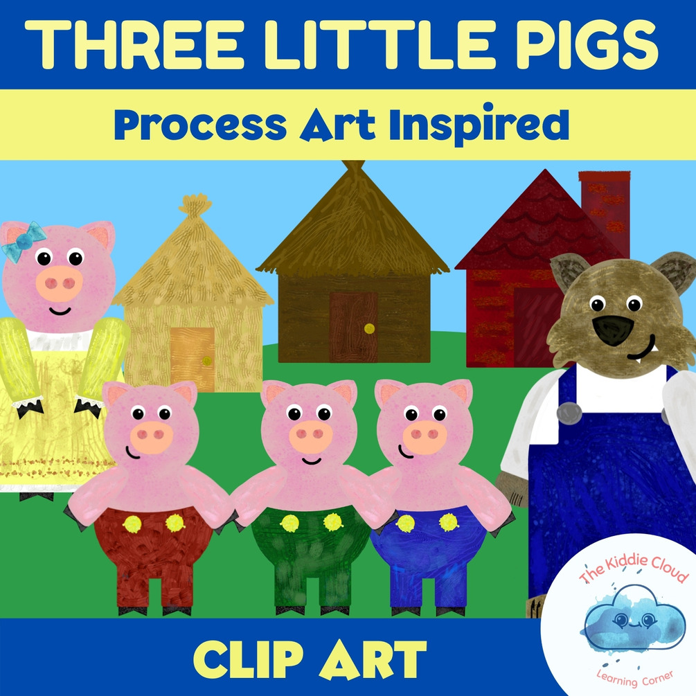 The Three Little Pigs ║Process Art Inspired Clip Art