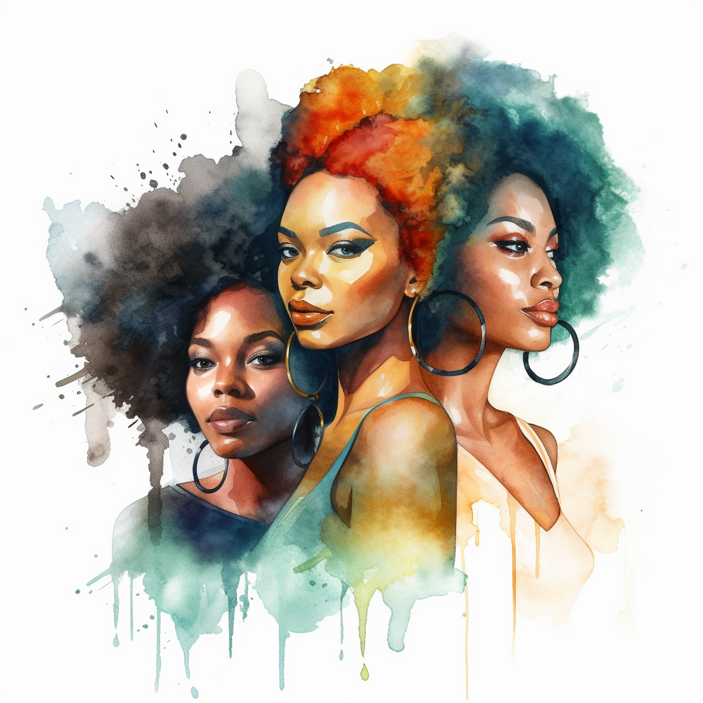 Black girls PNG 300 dpi high resolution Watercolor art Design