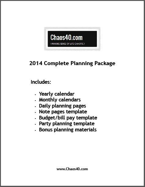 2014 Daily, Monthly, Yearly Calendar Downloadable Planner Package