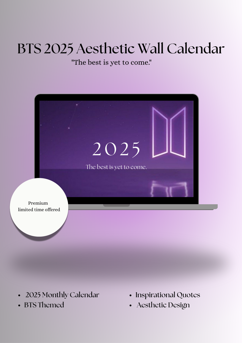 BTS 2025 Aesthetic Wall Calendar: Inspirational Quotes & Monthly Views