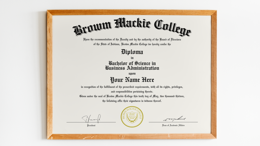 Brown Mackie College Diploma, Authentic fake university diploma template