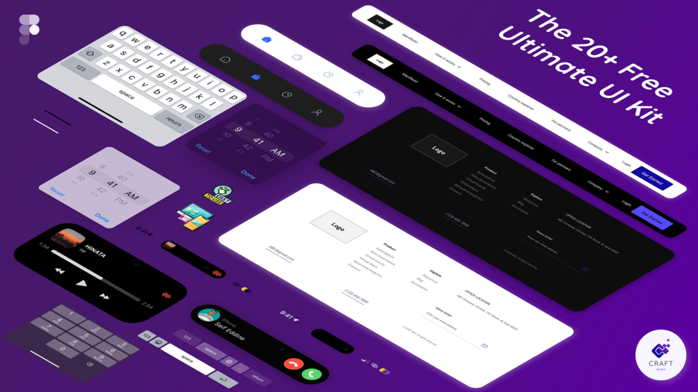 Craft Waves | Ultimate UI Kit: 20+ Footers, Navbars & iPhone Status ...