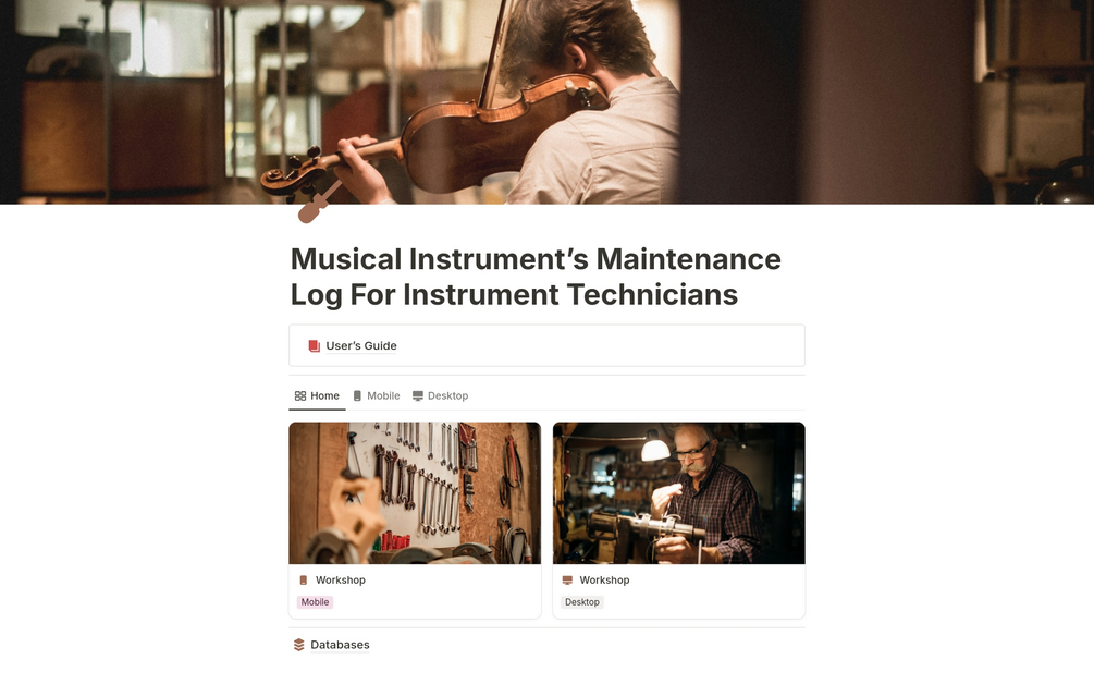 Musical Instrument’s Maintenance Log For Instrument Technicians ...