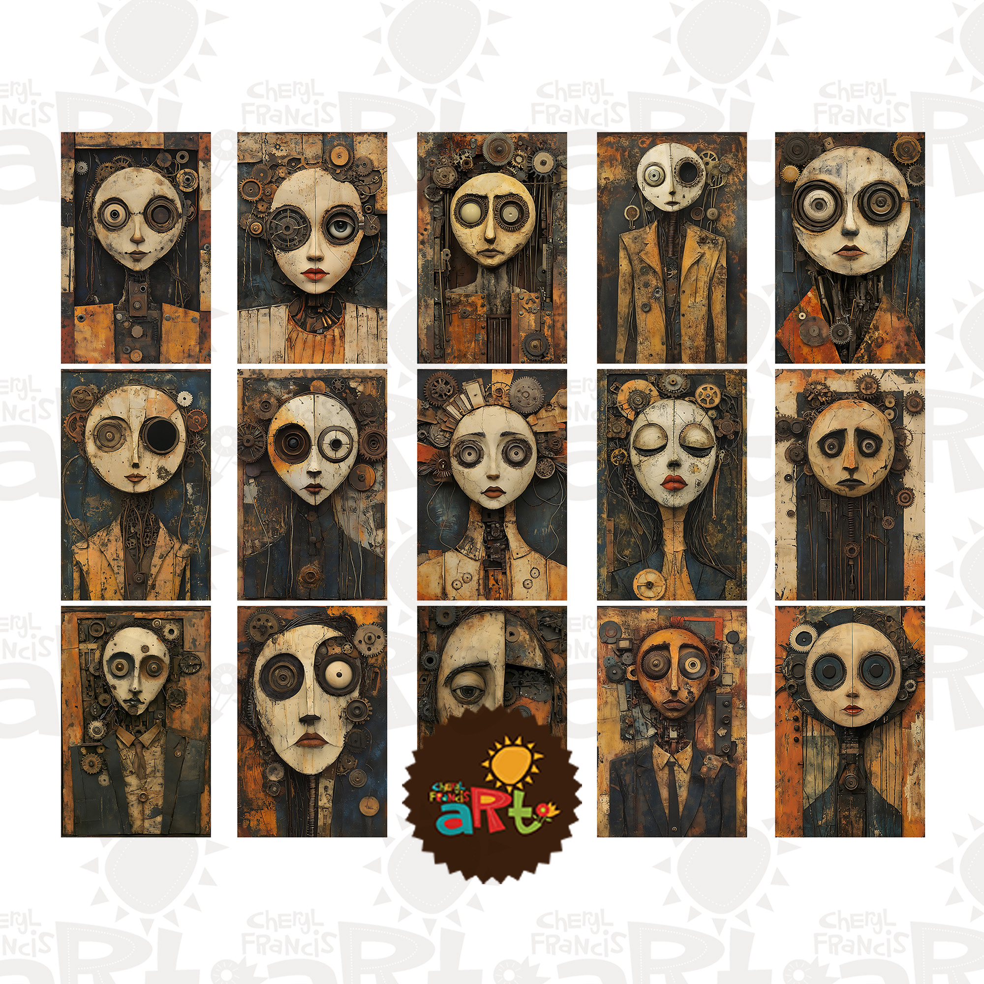 30 pc Junk Assemblage Art Character Portrait Collage Printable Junk ...