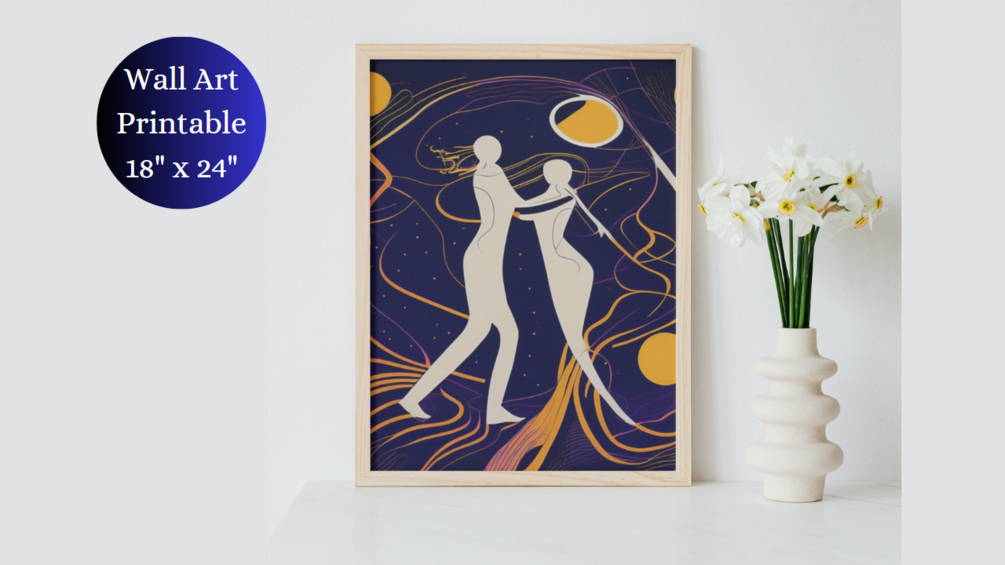 Moonlit Rhythm 1 : An Abstract Depiction of Dancing Couple Under the Moon