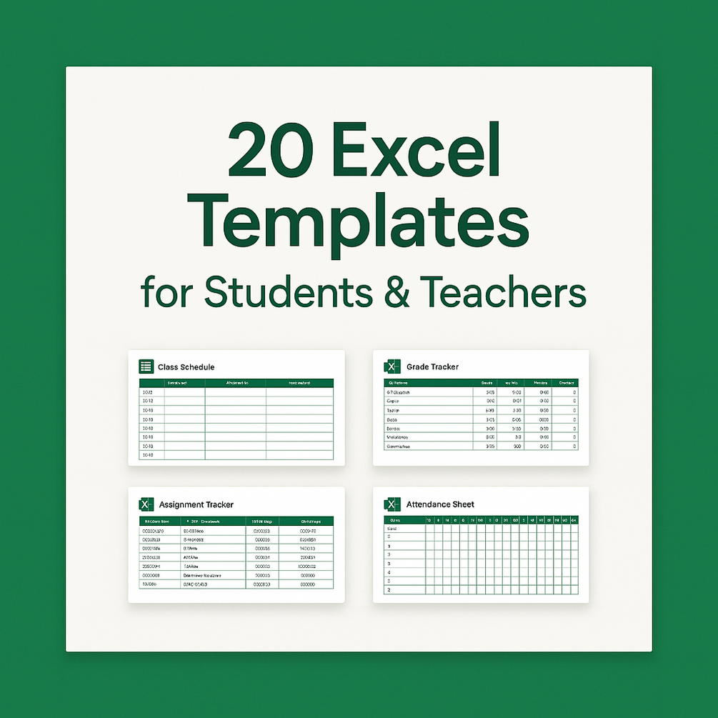 20 Excel Sheets For Students and Teacher