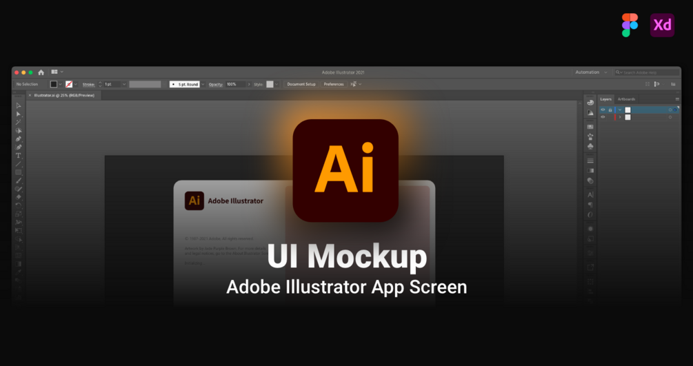Adobe Illustrator - UI Mockup App Screen