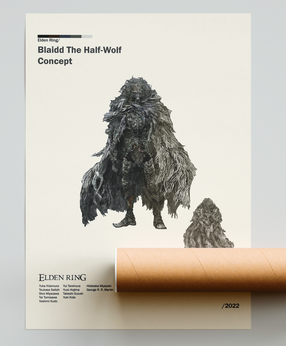Blaidd The Half Wolf Concept - Elden Ring Minimal Poster