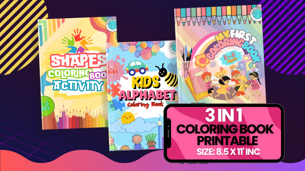 Coloring Book for Kids 3in1- Printable Canva Template