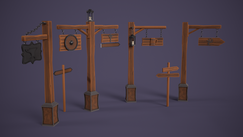 Stylized Medieval Signboard Kitbash