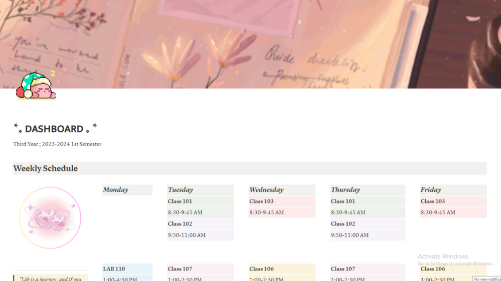 Notion Pink Aesthetic Personal Study Hub