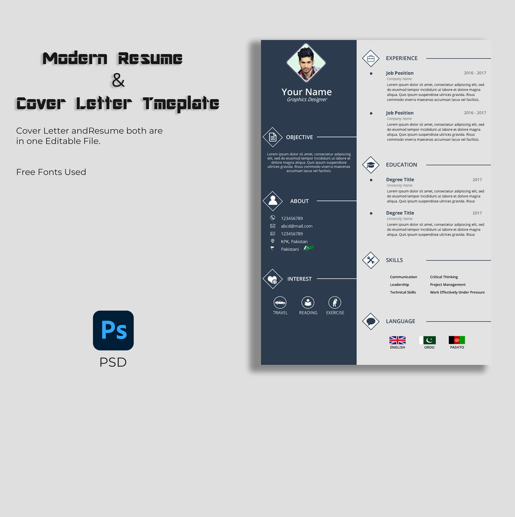 Modern Resume Template and Cover Letter
