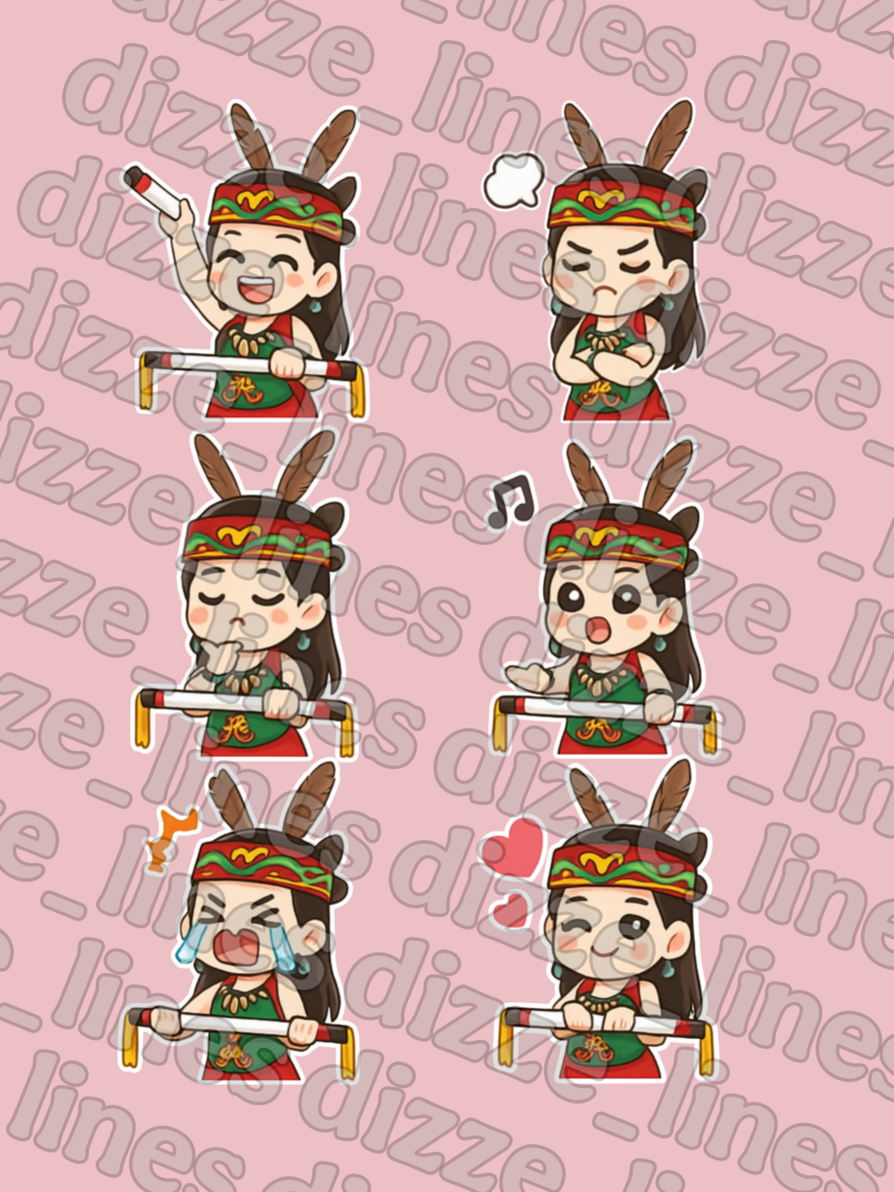 Chibi Sticker Pack – Borneo Cultural Series (24 PNG)