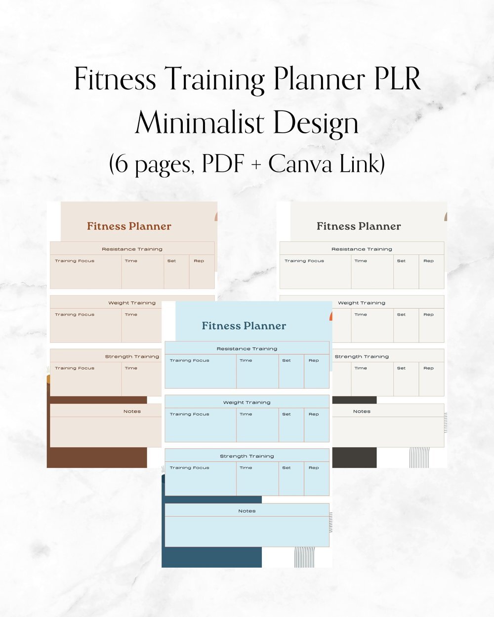 Fitness Training Planner PLR - Minimalist Design