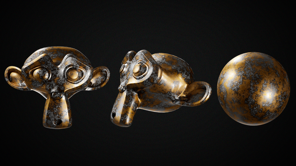3D Metallic GOLD and BLACK IRON Procedural material