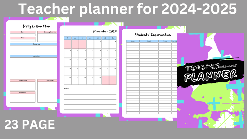 Teacher planner for 2024-2025