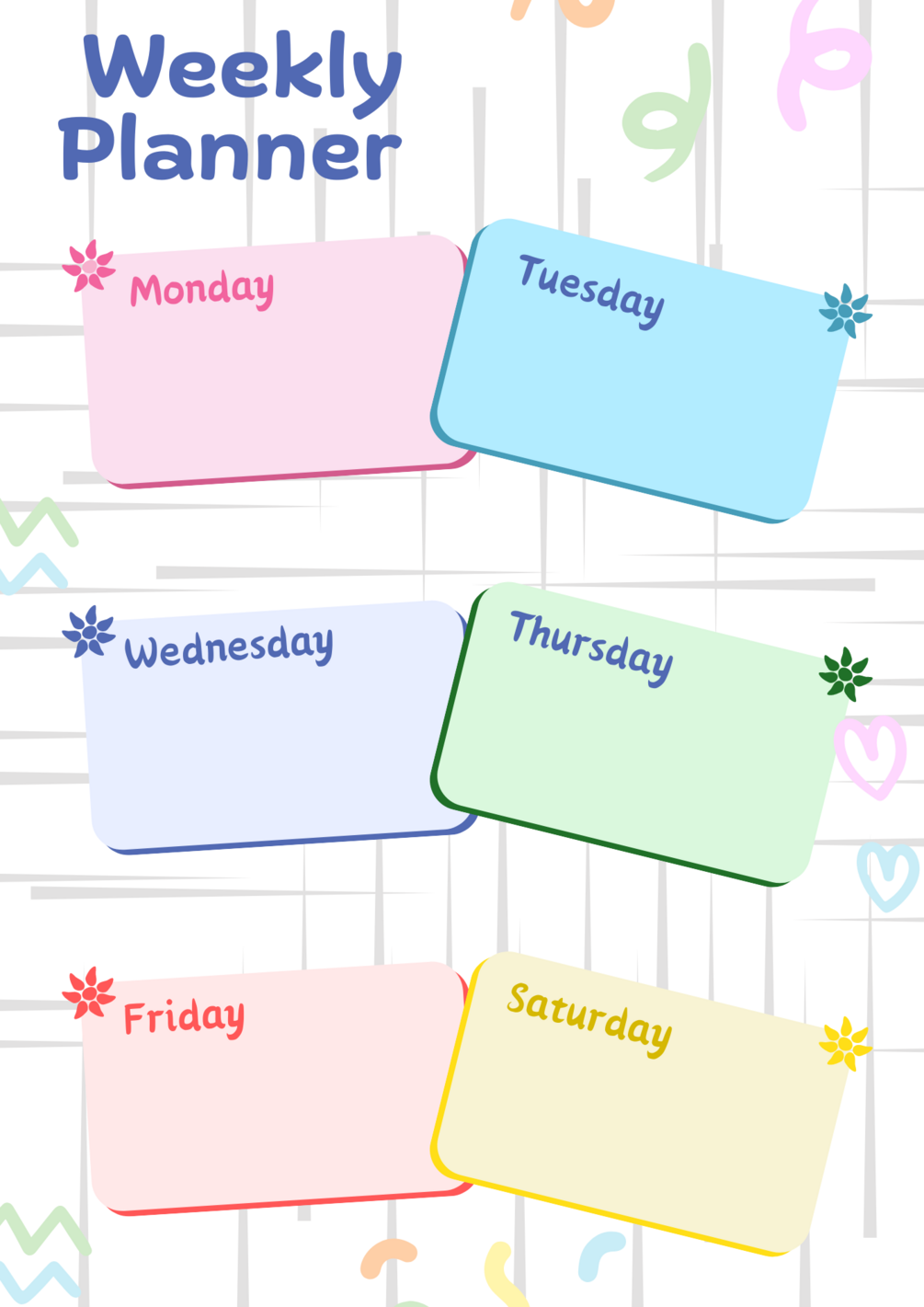 Colorful Cute Decorative Weekly Planner