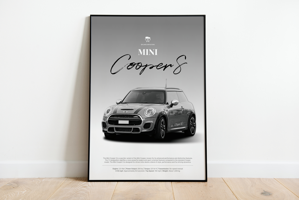 Mini Cooper S Poster | Digital Download - Luxury Car Wall Art, Garage ...