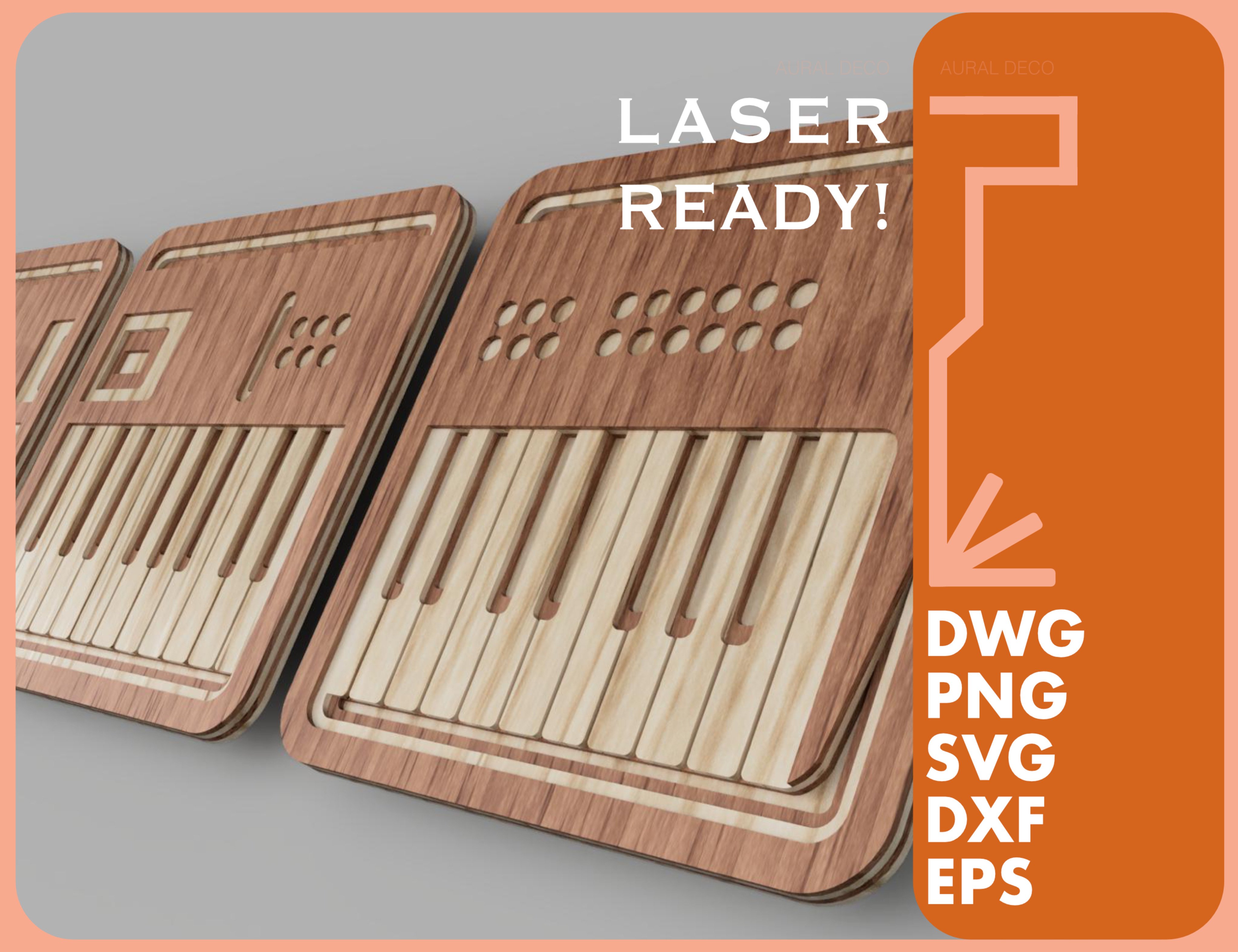 Synth keyboard Piano Triptych for Wall art (SVG - DXF File)