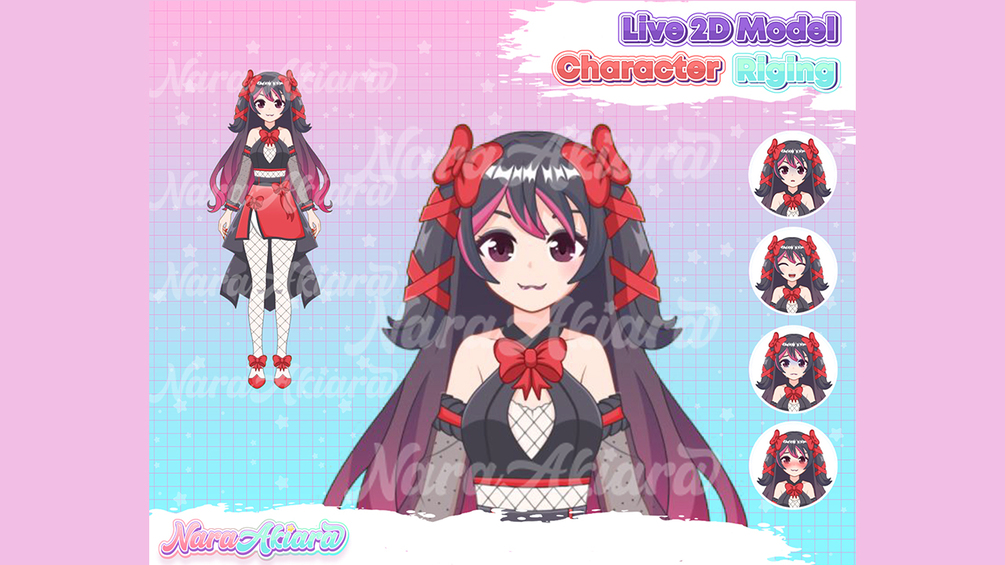 Vtuber Model and Rigging Anime Girl Black Hair Loli With Ribbon Premade ...