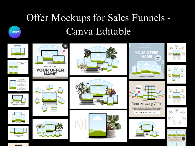 Offer Mockups for Sales Funnels -Canva Editable