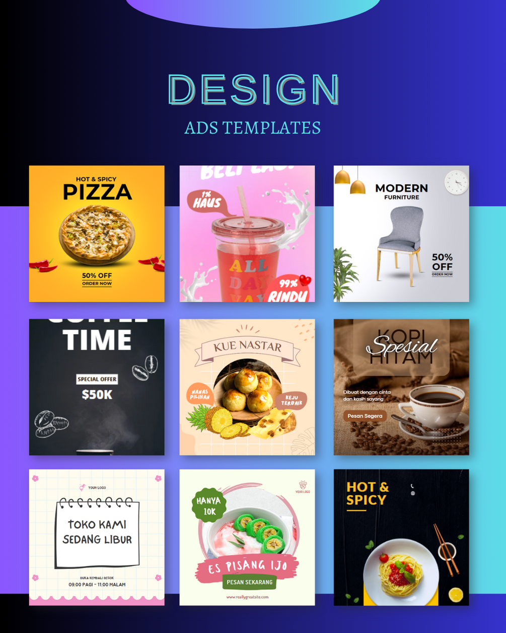PROMOTION 100+ IG, FB, BANNER, STORY, REELS ADS DESIGN TEMPLATES