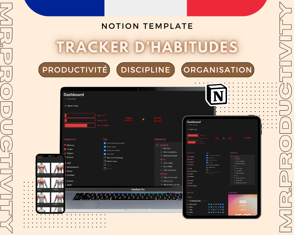 📈 Tracker d'Habitudes | Template Notion Anti-Procrastination