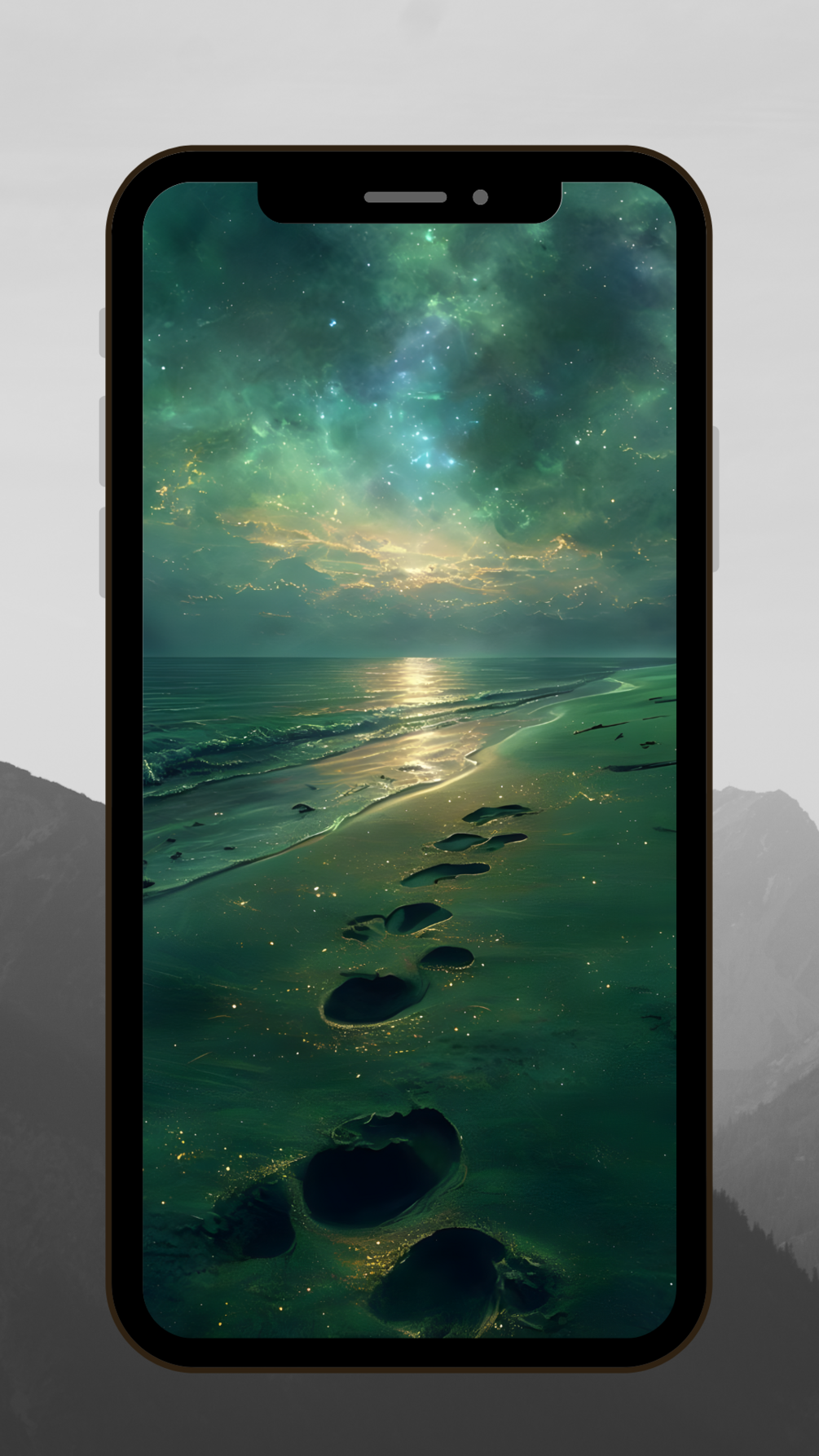 Emerald Tides – AI Art Phone Wallpaper