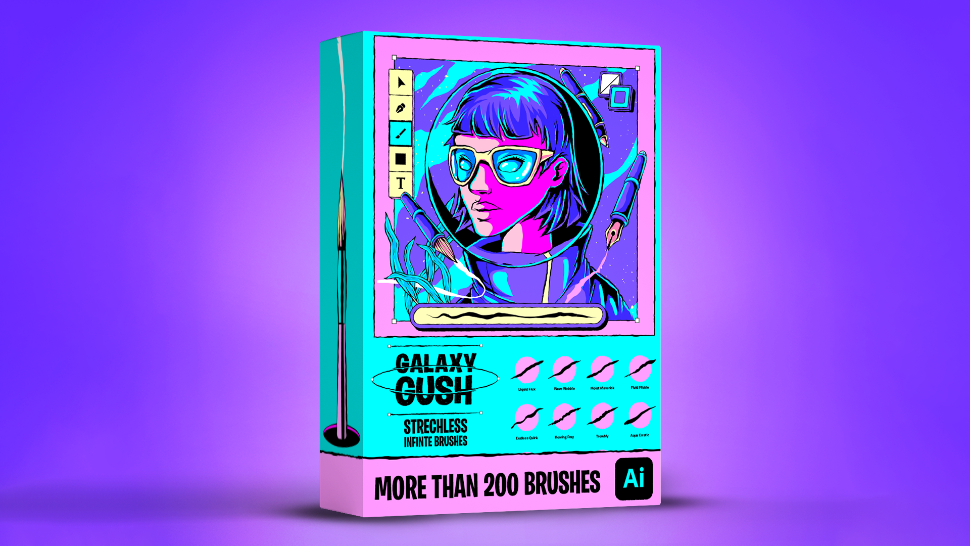 Galaxy Gush Brush Pack For Adobe Illustrator - Free Sample