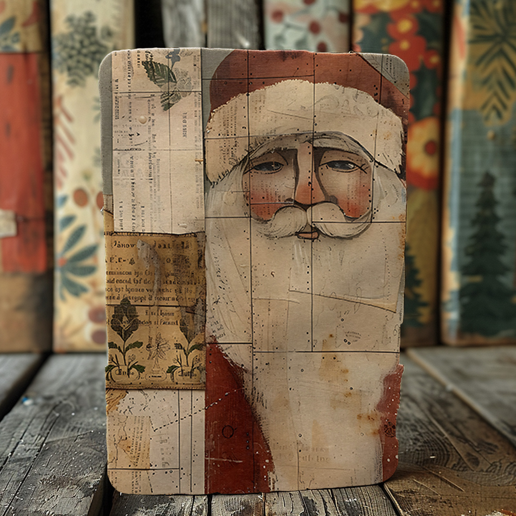 12 pc Santa Face Collage Ephemera Printable Junk Journal Half Papers ...