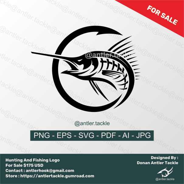 Marlin Sailfish Hook Fishing Logo Designed By Donan Antler Tackle