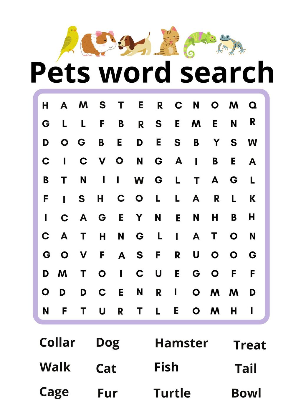 Pet word search
