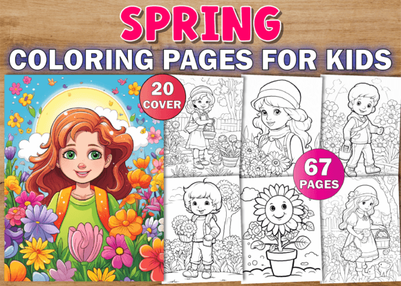 Spring Coloring Book for Kids | 67 Pages | KDP Interior | A4 | JPG, PNG ...