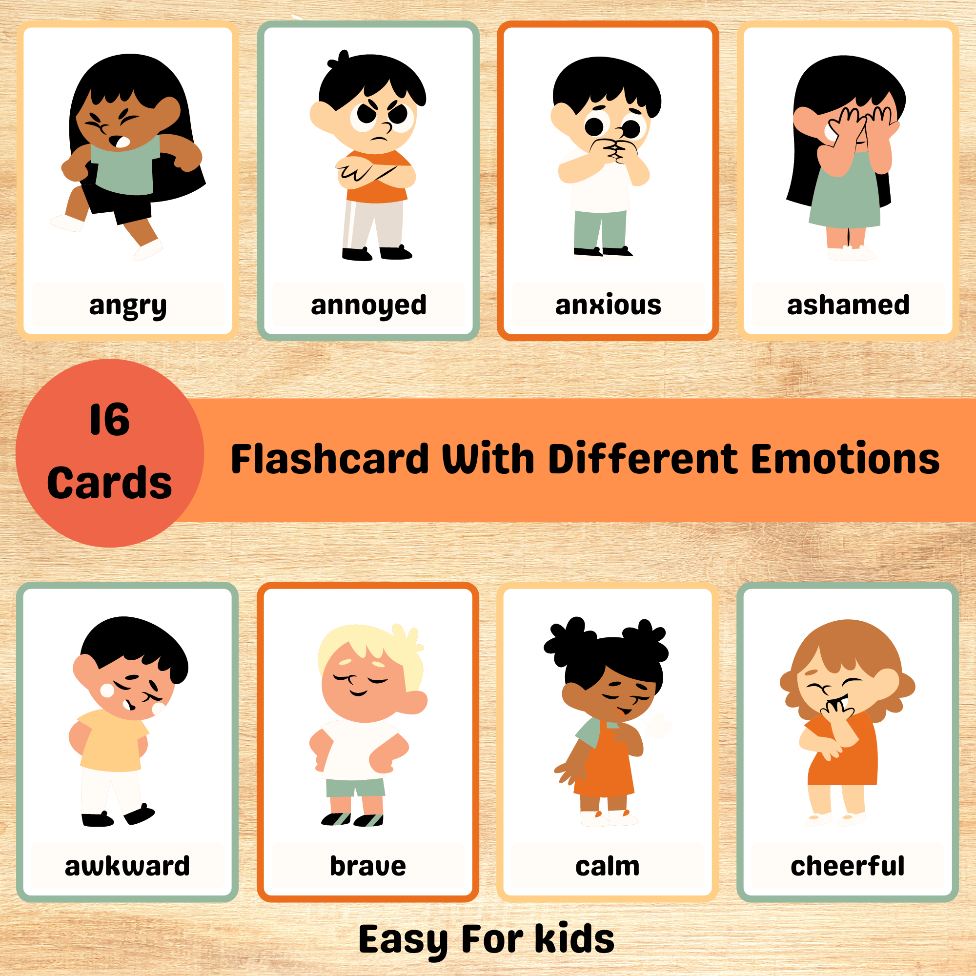 16 Emotion Flash cards | Printable Flashcards | Educational - Preschool ...