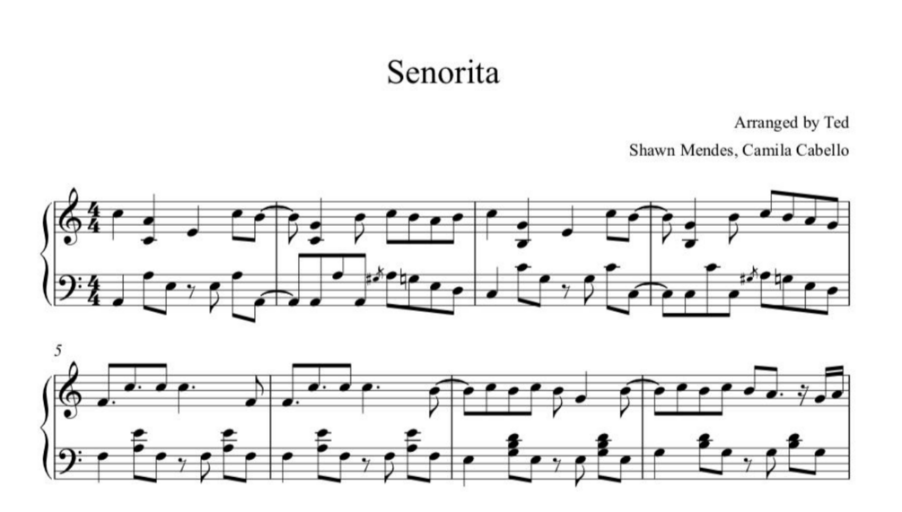 Senorita Piano Sheet Music