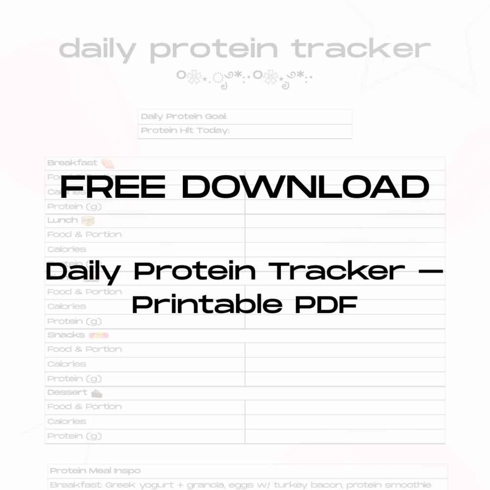 Free Daily Protein Tracker for Women | Aesthetic Printable PDF for Gym ...